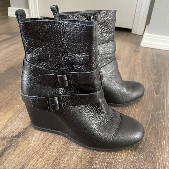 Kork-Ease | Shoes | Korks Korkease Boots Leather Black Wedge Buckle ...